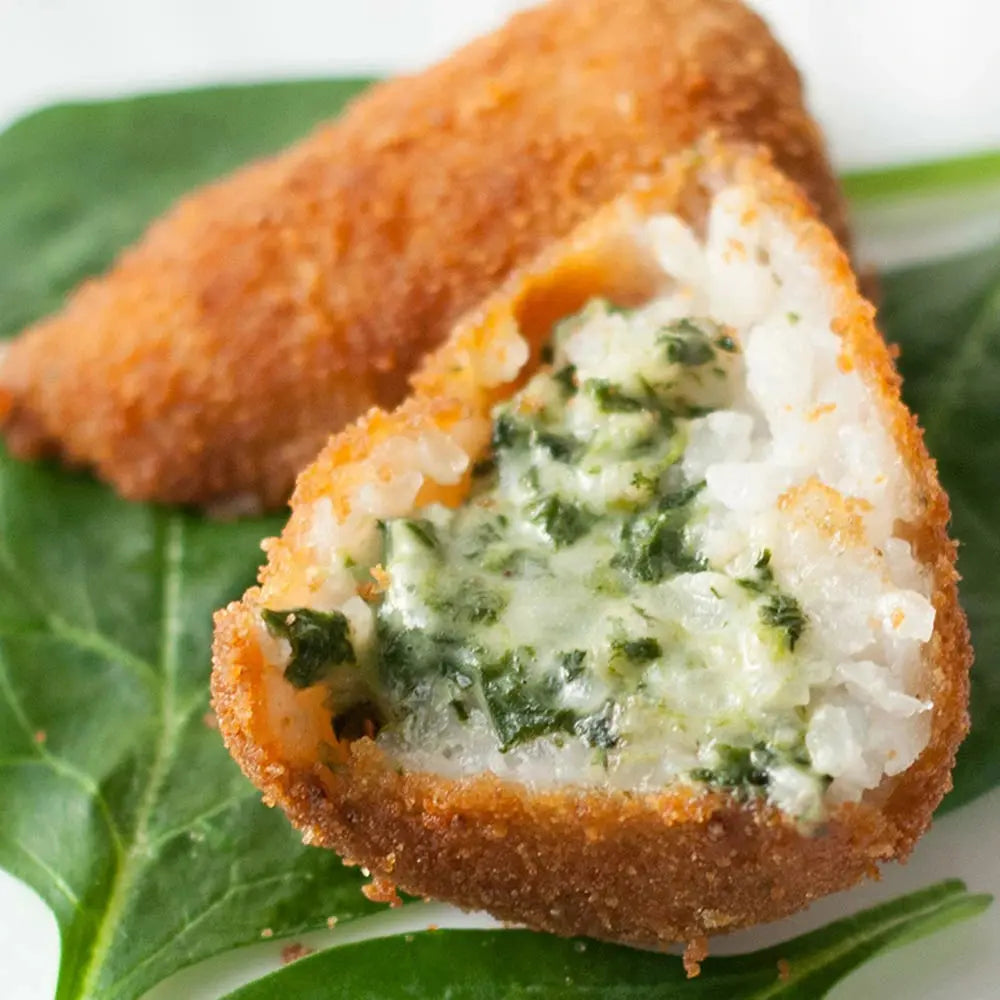 Spinach Arancini with Sautéed Garlic & Mozzarella (v) — Don Arancini